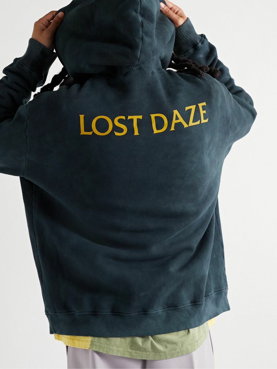 Lost Daze - Satin-Trimmed Logo-Embroidered Tie-Dyed Cotton-Jersey ...