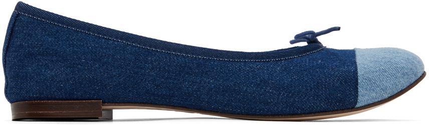 Repetto Blue Flora Denim Ballerina Flats Repetto