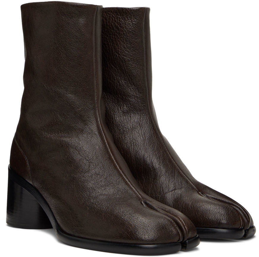 Maison Margiela Brown Leather Tabi Boots Maison Margiela