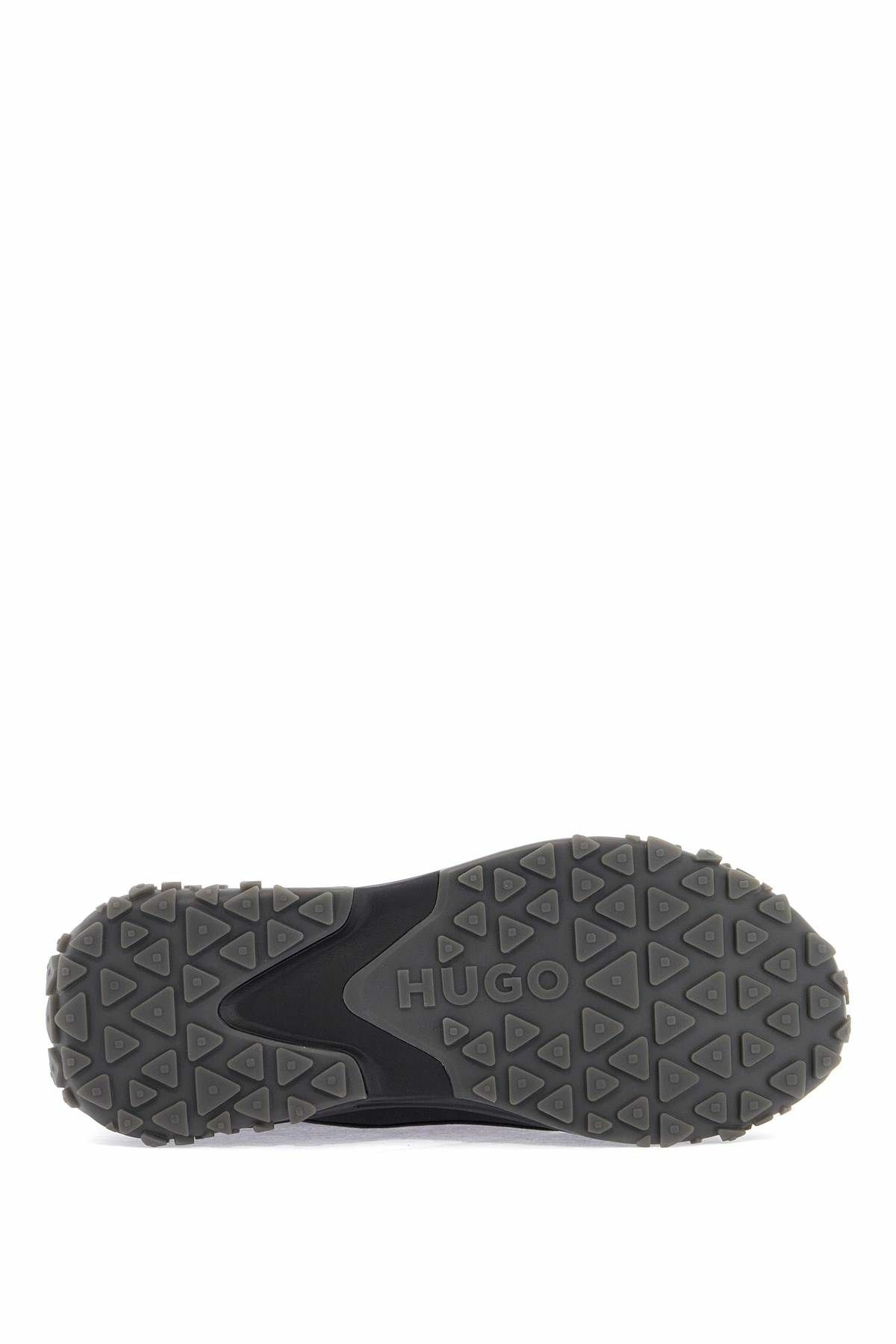 HUGO men's black sneakers with rubber sole and mixed materials Black ...