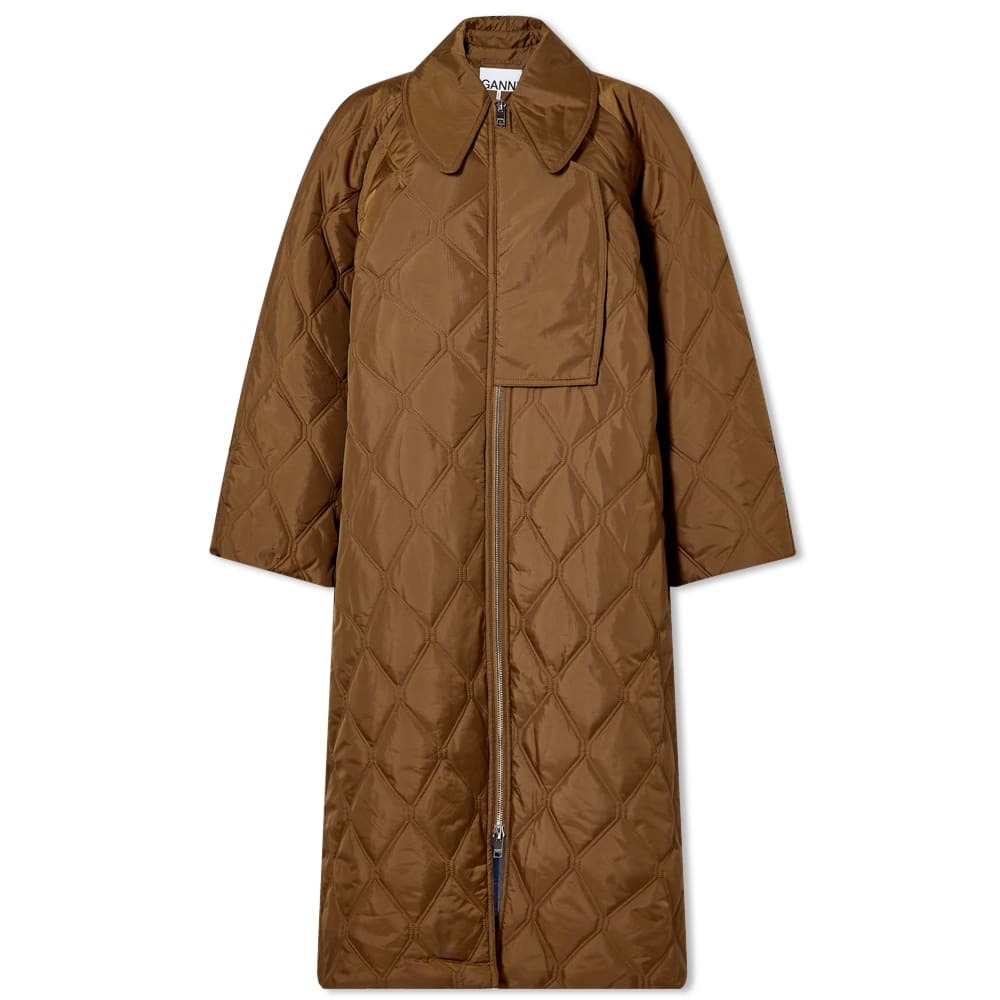 GANNI Women's Ripstop Quilt Coat in Teak GANNI