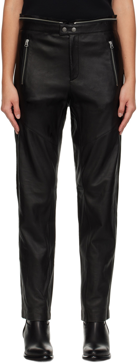 rag & bone Black Sedona Moto Leather Pants Rag and Bone
