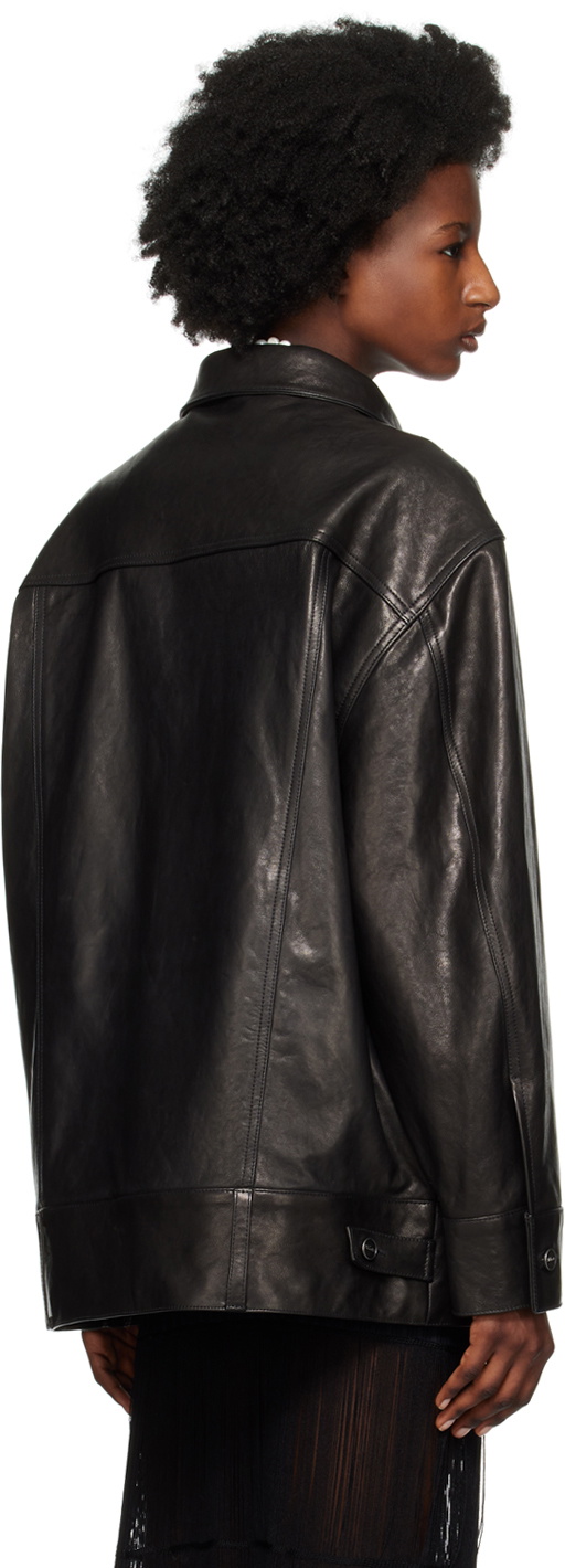 KHAITE Black 'The Grizzo' Leather Jacket Khaite
