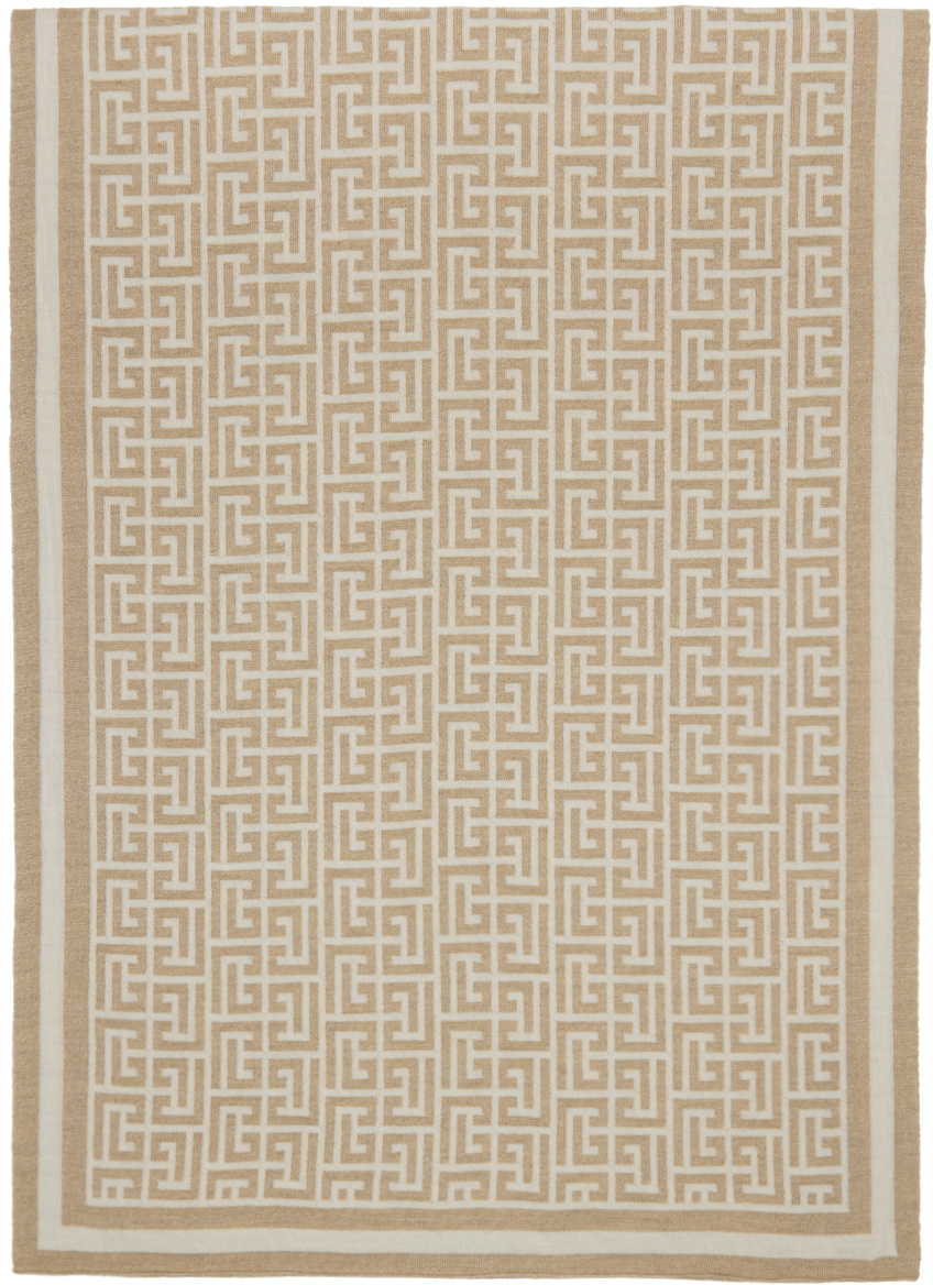 Balmain Beige & Off-White Monogram Scarf Balmain
