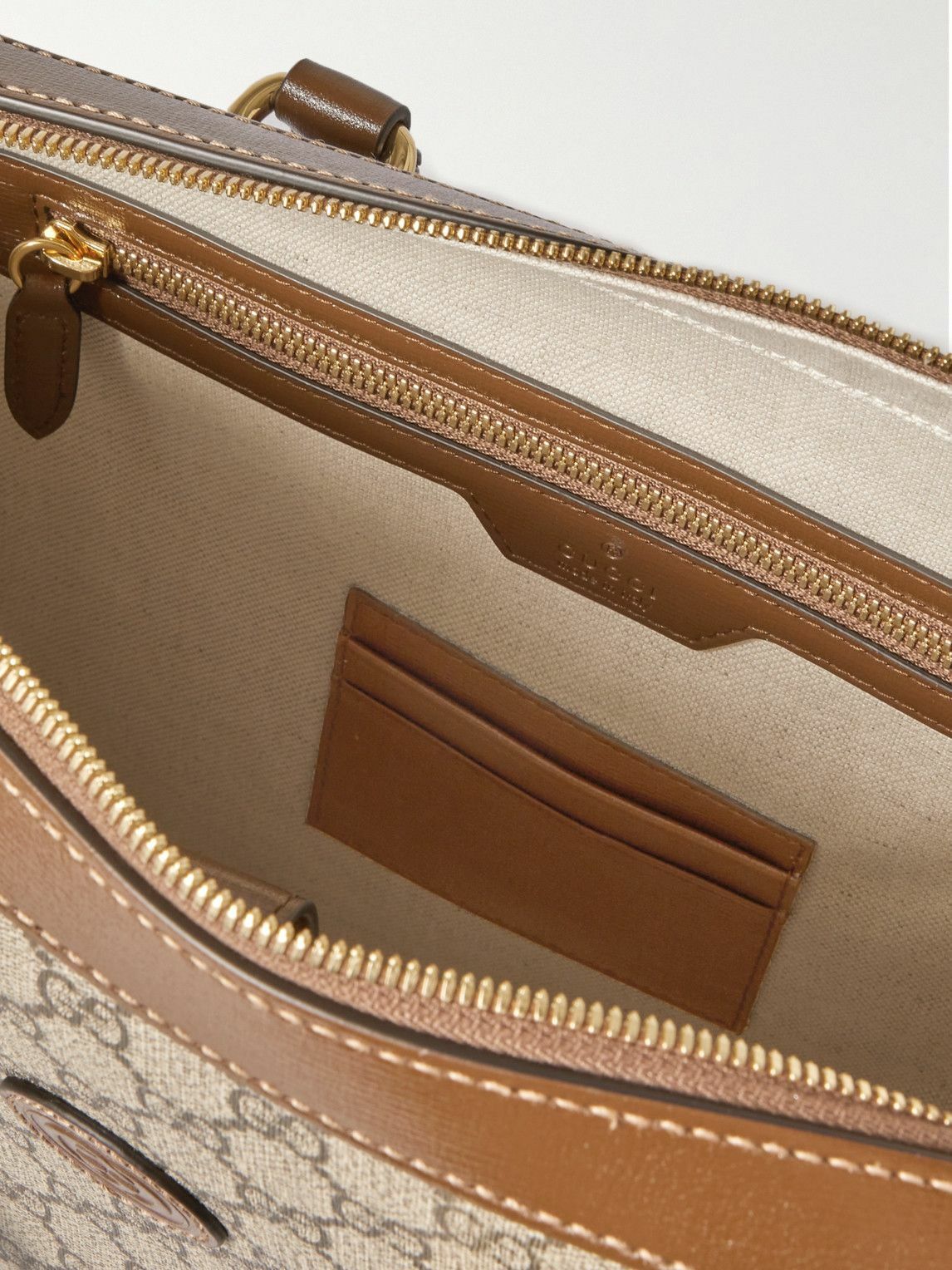 GUCCI - Leather-Trimmed Monogrammed Coated-Canvas Briefcase Gucci