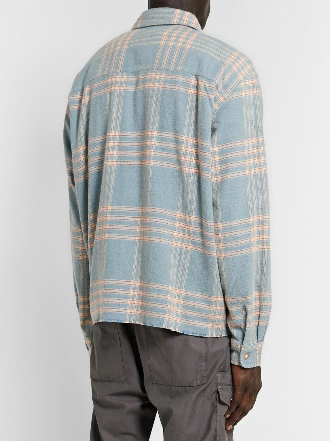 John Elliott - Distressed Checked Cotton-Flannel Shirt - Blue John Elliott