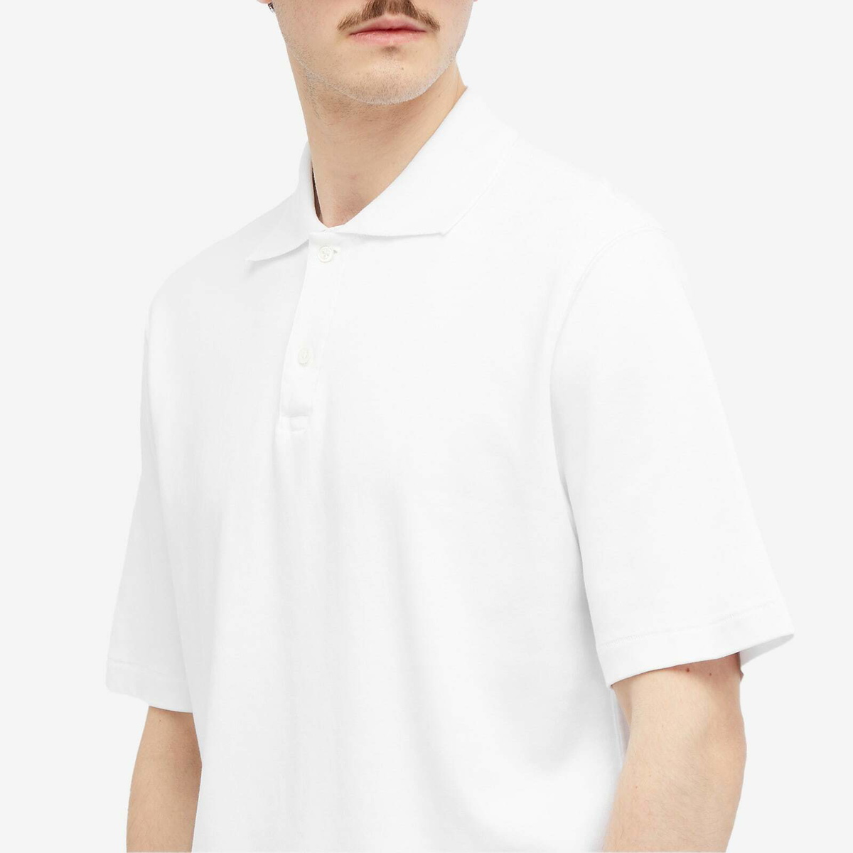 Lady Co. Men's Interlock Two Button Polo Shirt in White Lady White Co.