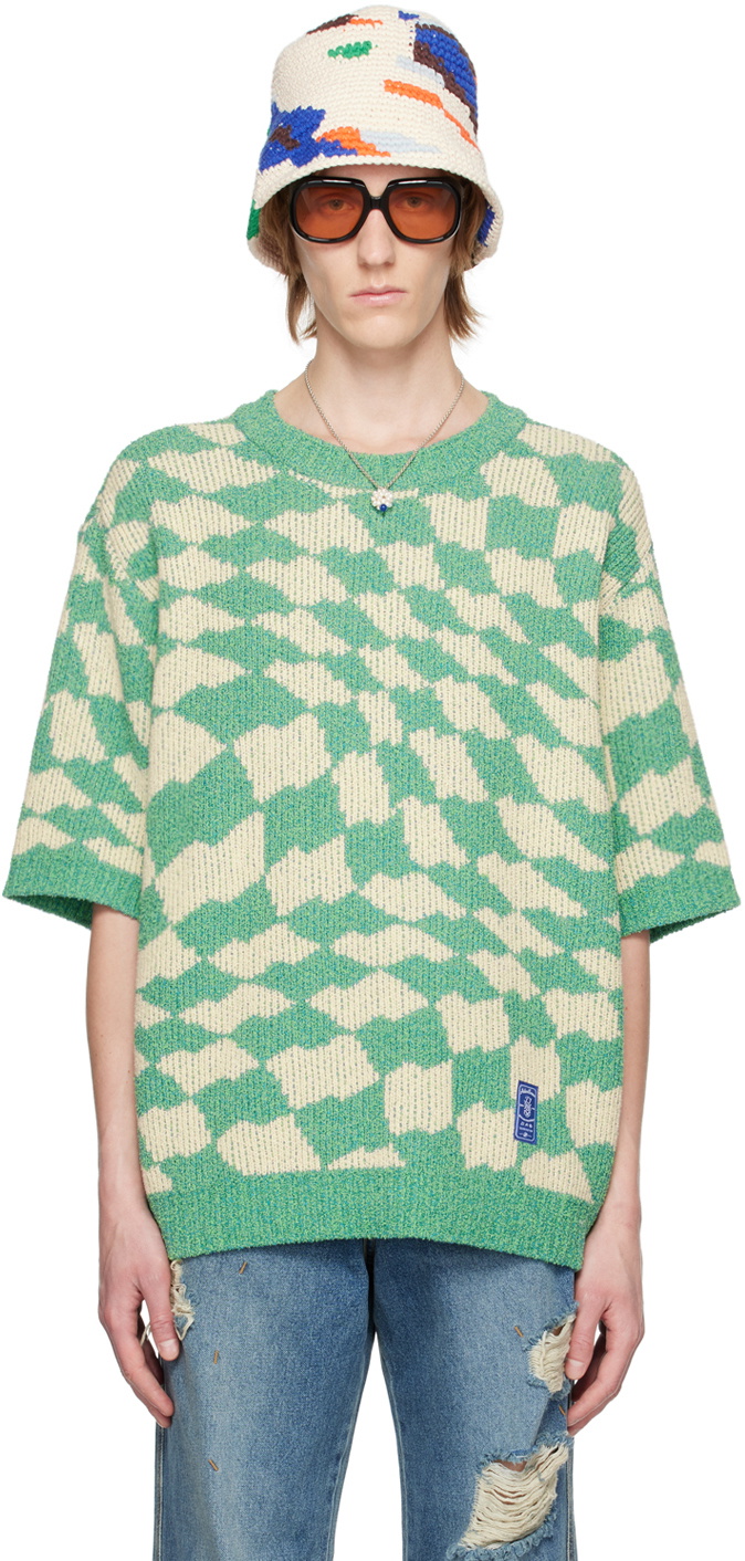 ADER error Green & White Wave Sweater ADER error