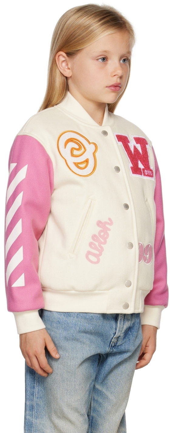 Off-White Kids Off-White & Pink Patches Bomber Jacket Off-White