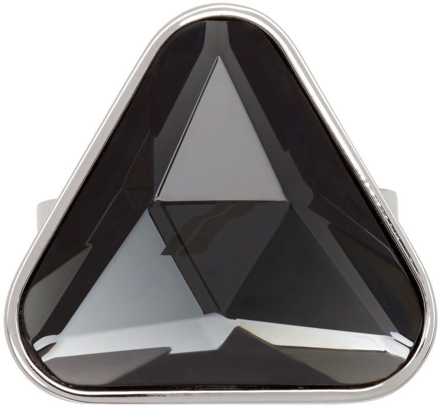 We11done Black Crystal Triangle Cut Ring We11done