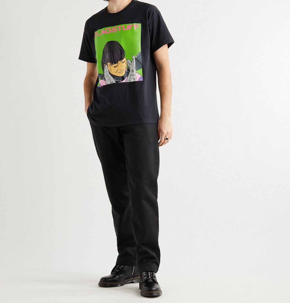 Flagstuff - Dream and Reality Printed Cotton-Jersey T-Shirt - Black Flagstuff