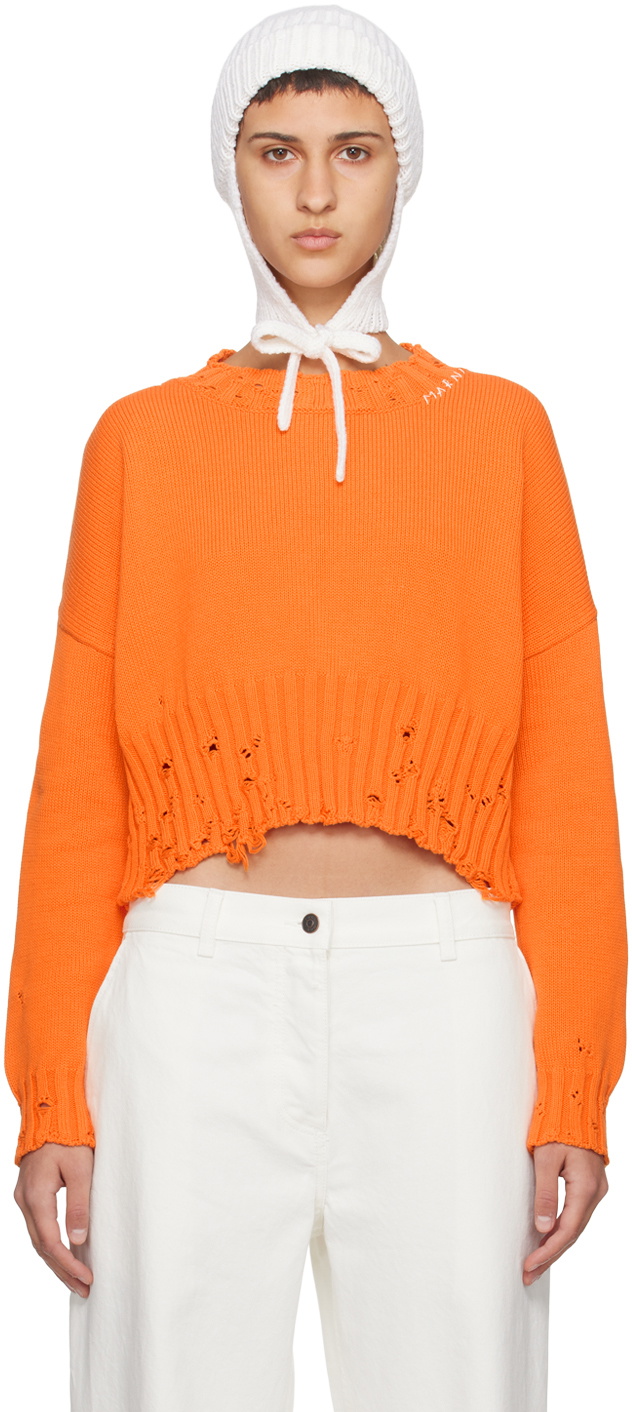 Marni Orange Disheveled Sweater Marni