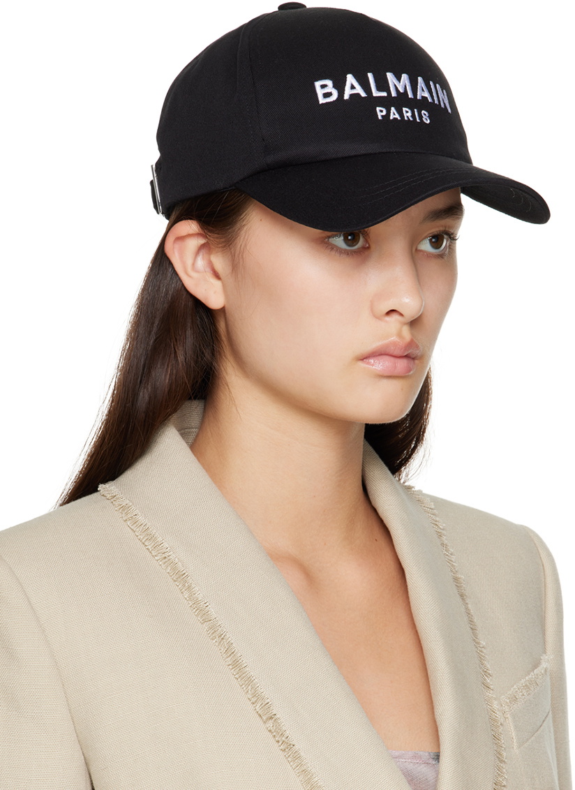 Balmain Black Embroidered Cap Balmain