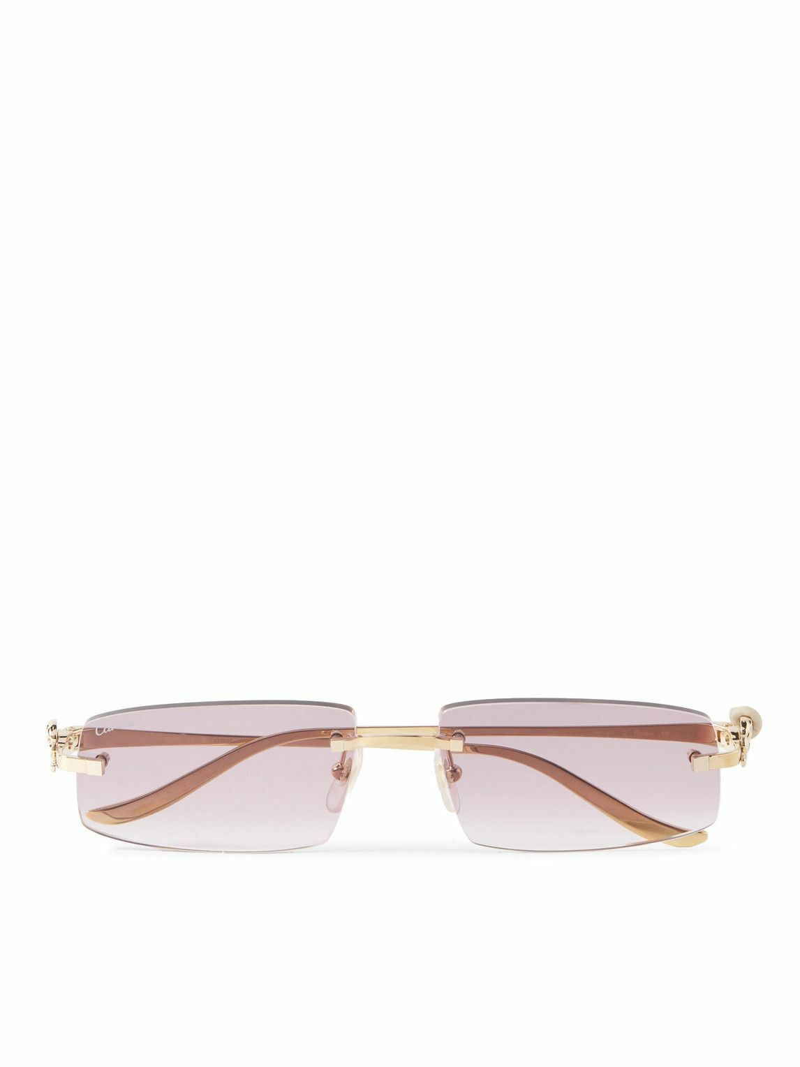 Cartier Eyewear - Panthère Rimless Rectangular-Frame Gold-Tone ...