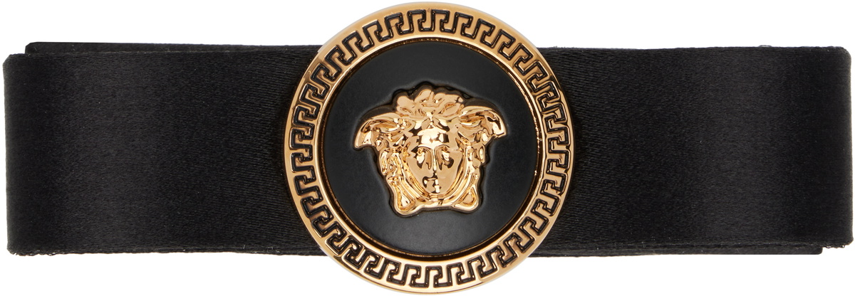 Versace Black Gianni Ribbon Hair Clip Versace