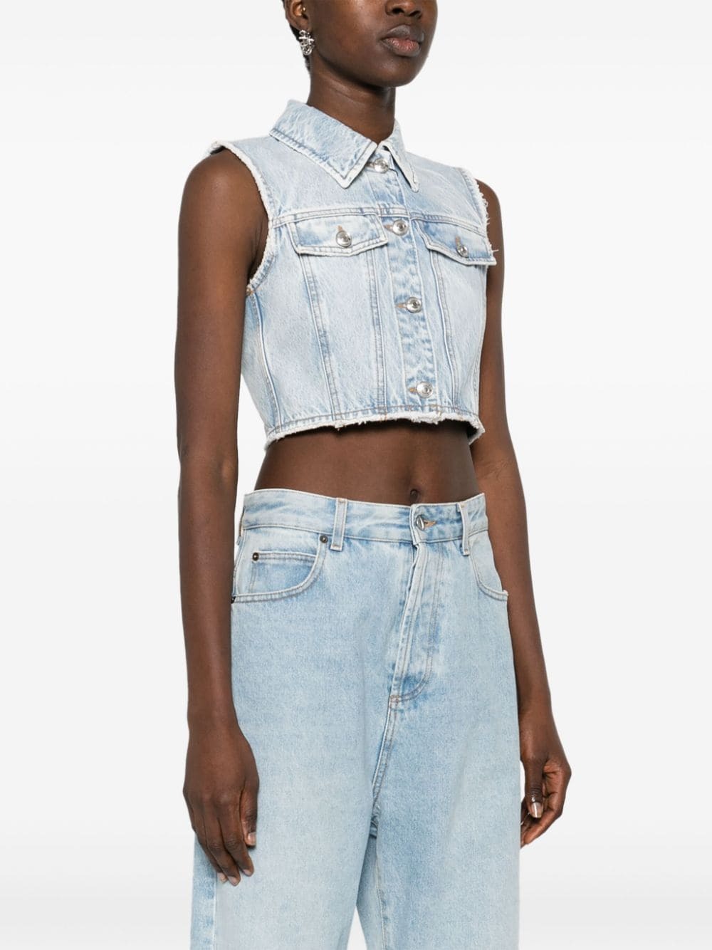 SPORTMAX - Denim Cotton Cropped Vest Sportmax