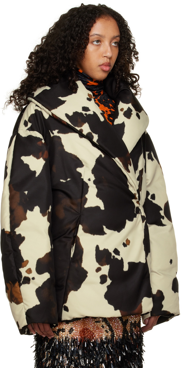 Dries Van Noten Off-White Cow Print Down Jacket Dries Van Noten