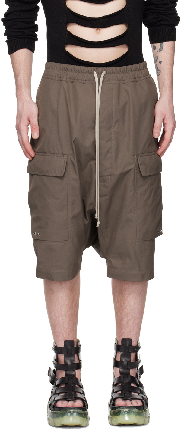 Rick Owens Gray Cargo Pods Shorts Rick Owens