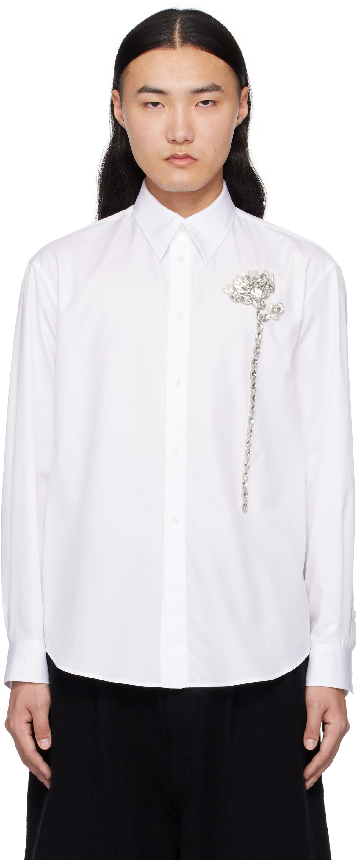 Simone Rocha White Classic Embellished Shirt Simone Rocha