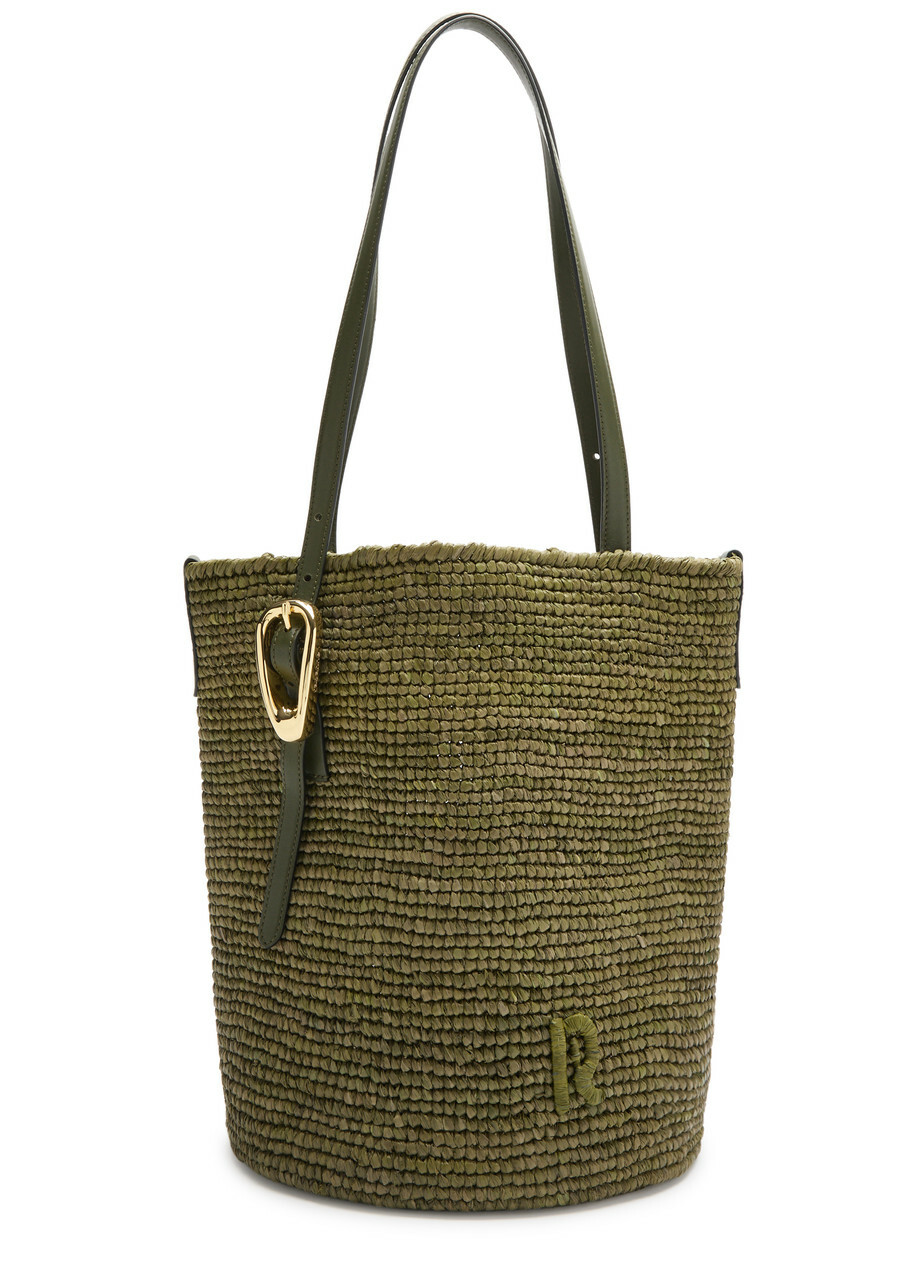 Rabanne Logo Raffia Tote - Khaki - One Size Paco Rabanne