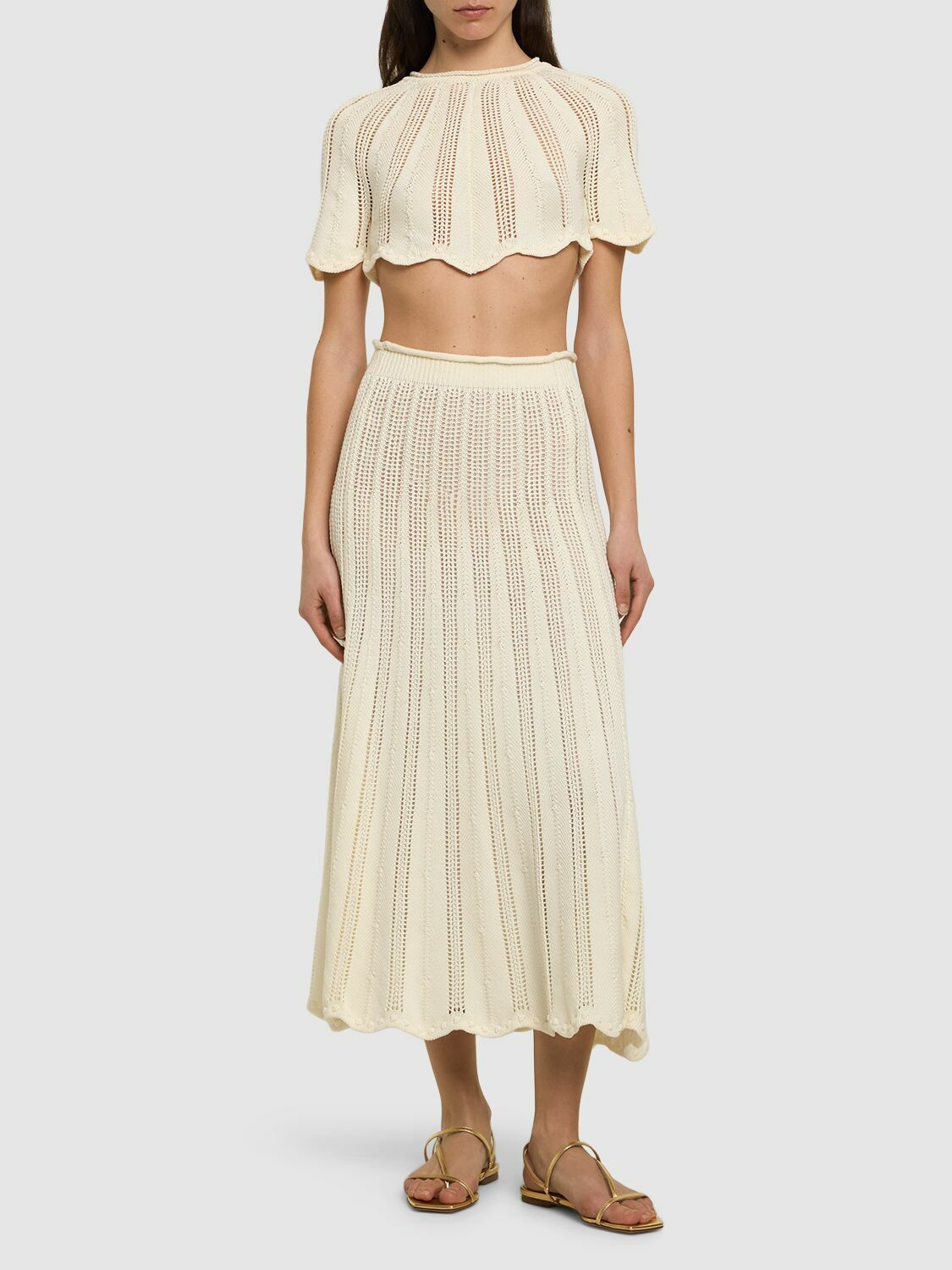 FORTE_FORTE Mercerized Cotton Crochet Long Skirt Forte Forte