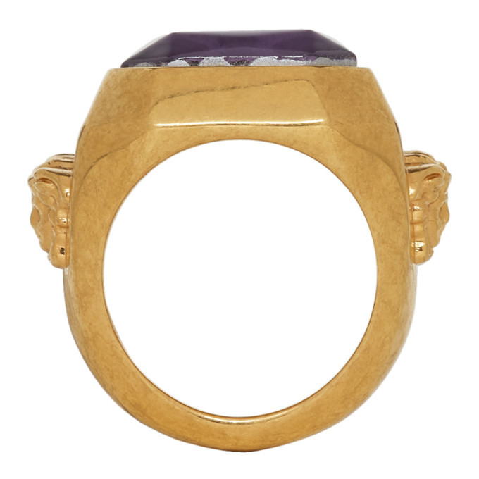 Versace Gold and Purple Gem Ring Versace