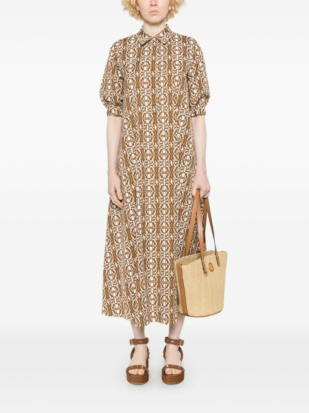 Max Mara Brown Monogram-Print Dress Max Mara
