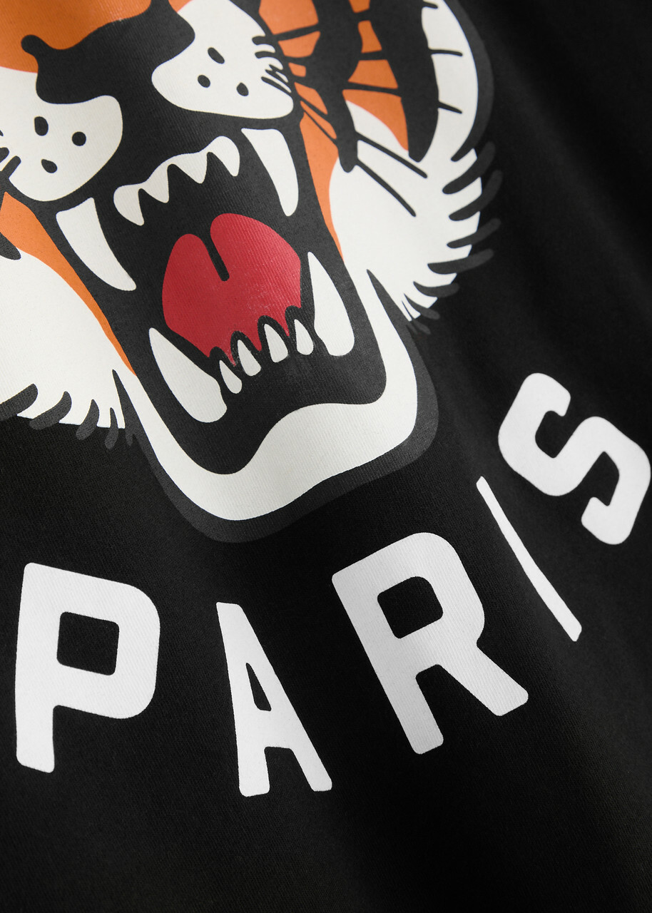 Kenzo Tiger and Logo-print Cotton T-shirt Black Kenzo