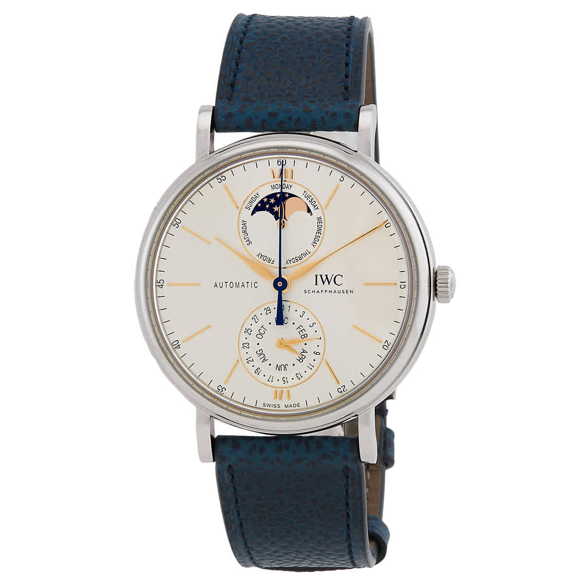IWC Portofino Complete Calendar Automatic Moon Phase Silver Dial Mens ...