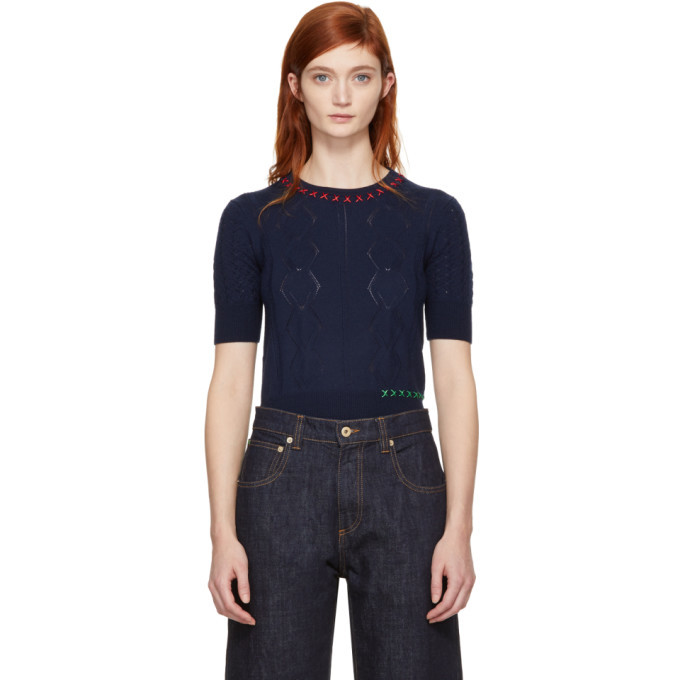 Carven Navy Embroidered Sweater Carven