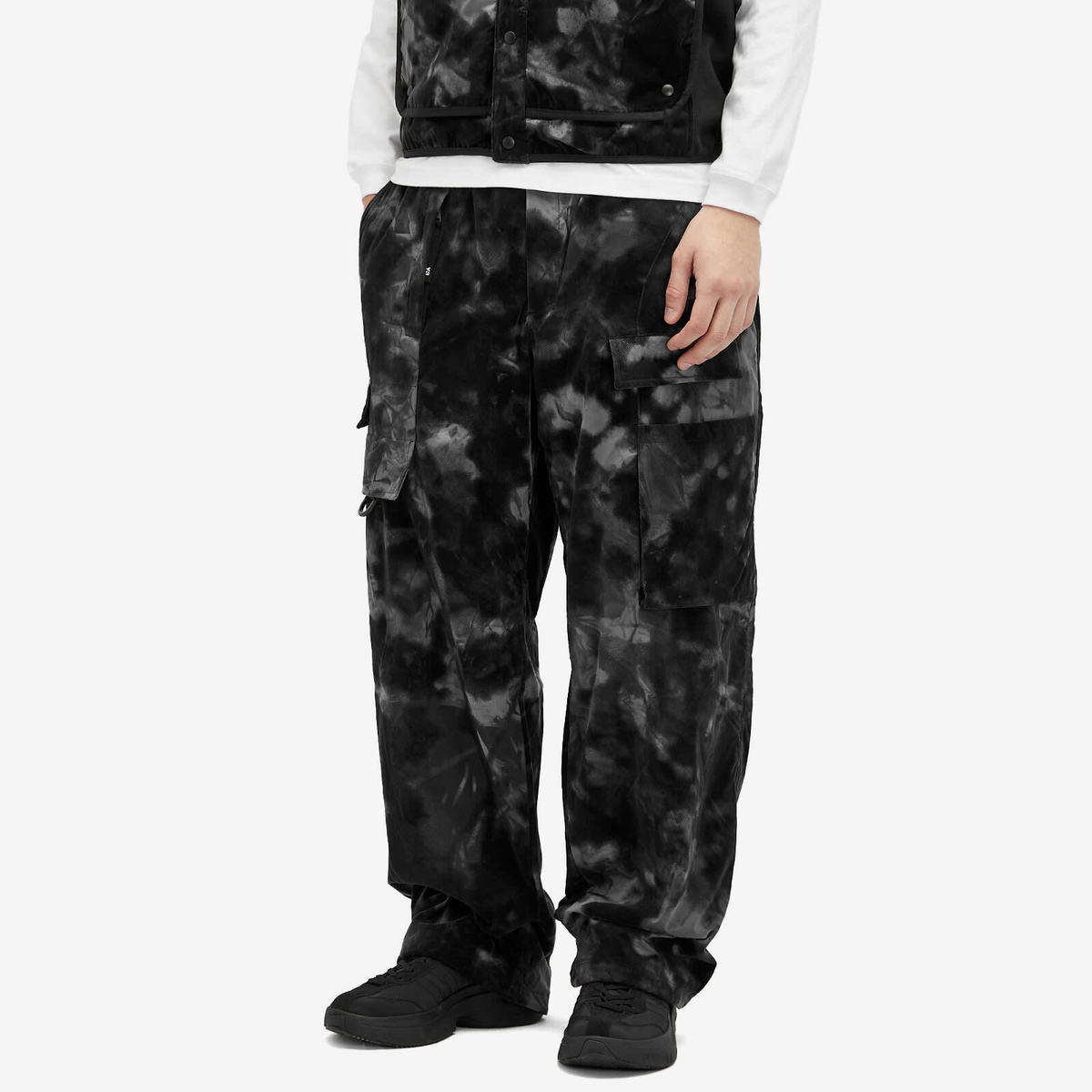 Y-3 Men's AOP Flock Nylon Shell Pants in Grey Y-3