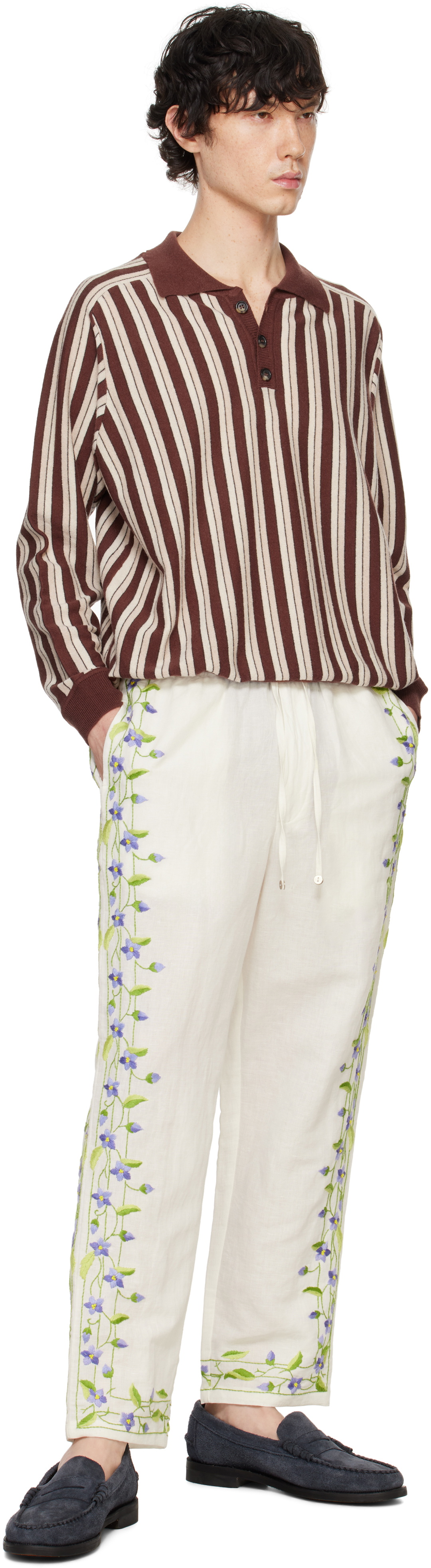 Bode Brown & Off-White Hogan Stripe Polo Bode