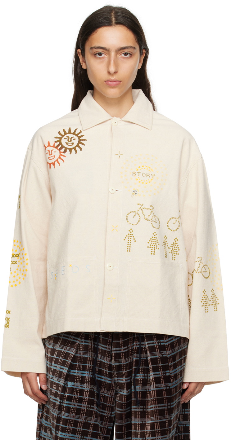 Story mfg. Off-White Short On Time Jacket Story Mfg.