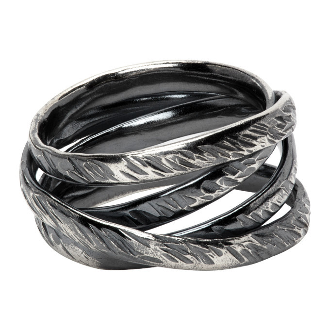 Chin Teo Silver Mini Cage Scarred Ring Chin Teo