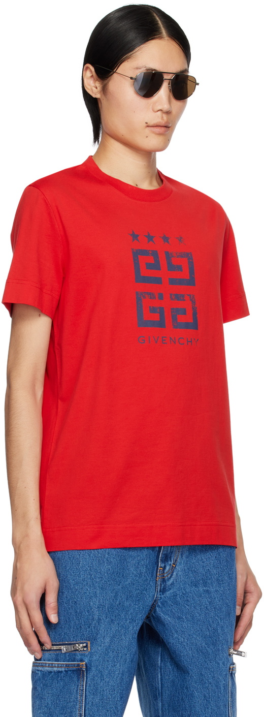 Givenchy Red 4G Stars T-Shirt Givenchy