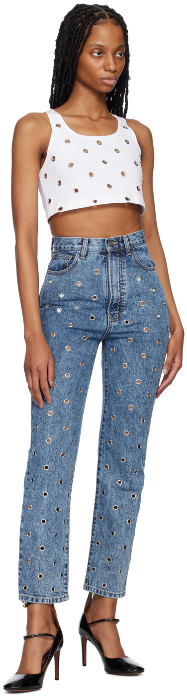 ALAÏA Blue Eyelet Jeans ALAÏA