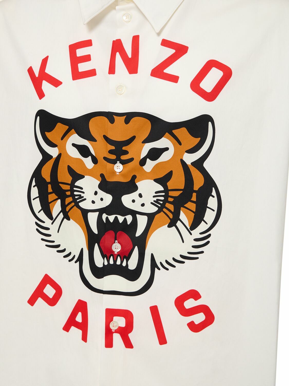 KENZO PARIS - Tiger Print Cotton Poplin Shirt Kenzo