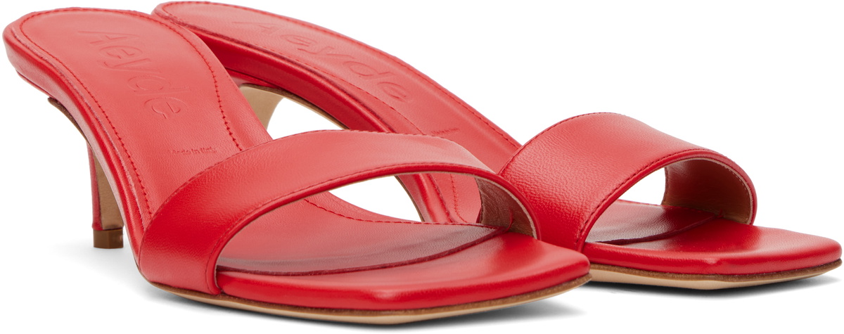 Aeyde Red Ilvy Leather Mules Aeyde