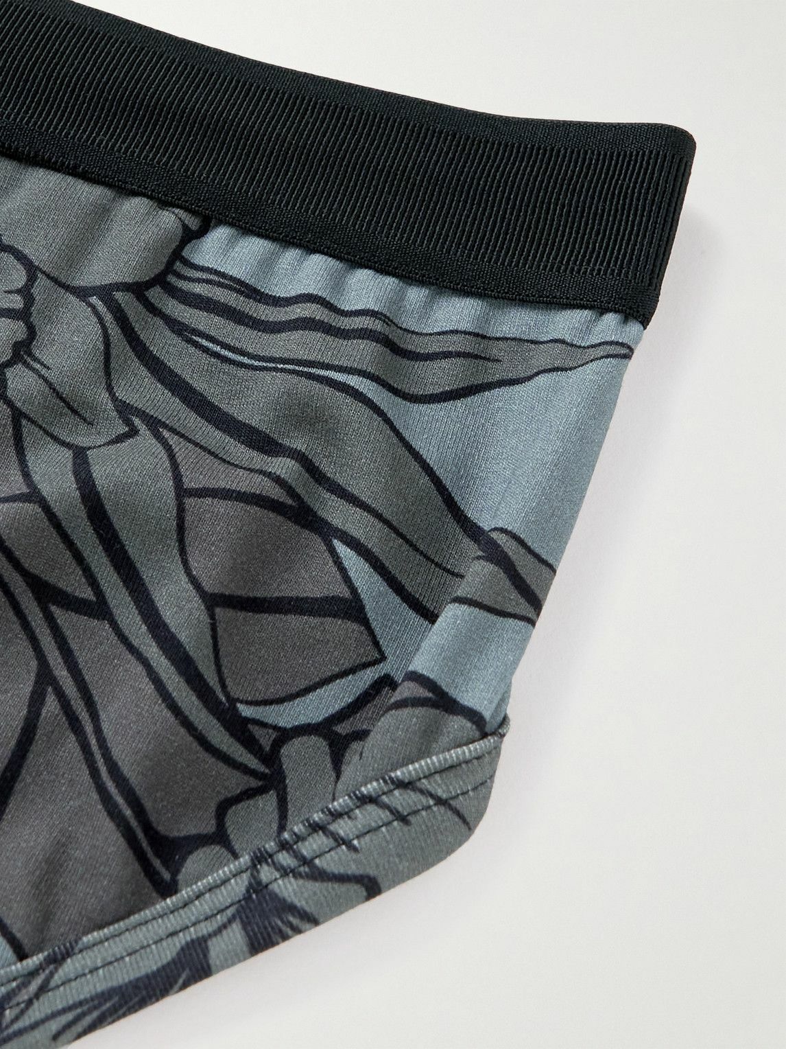 Tom Ford Floral Print Stretch Cotton Briefs Gray Tom Ford