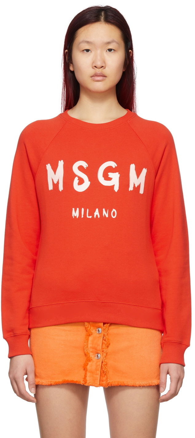 MSGM Red Brush Logo Sweatshirt MSGM