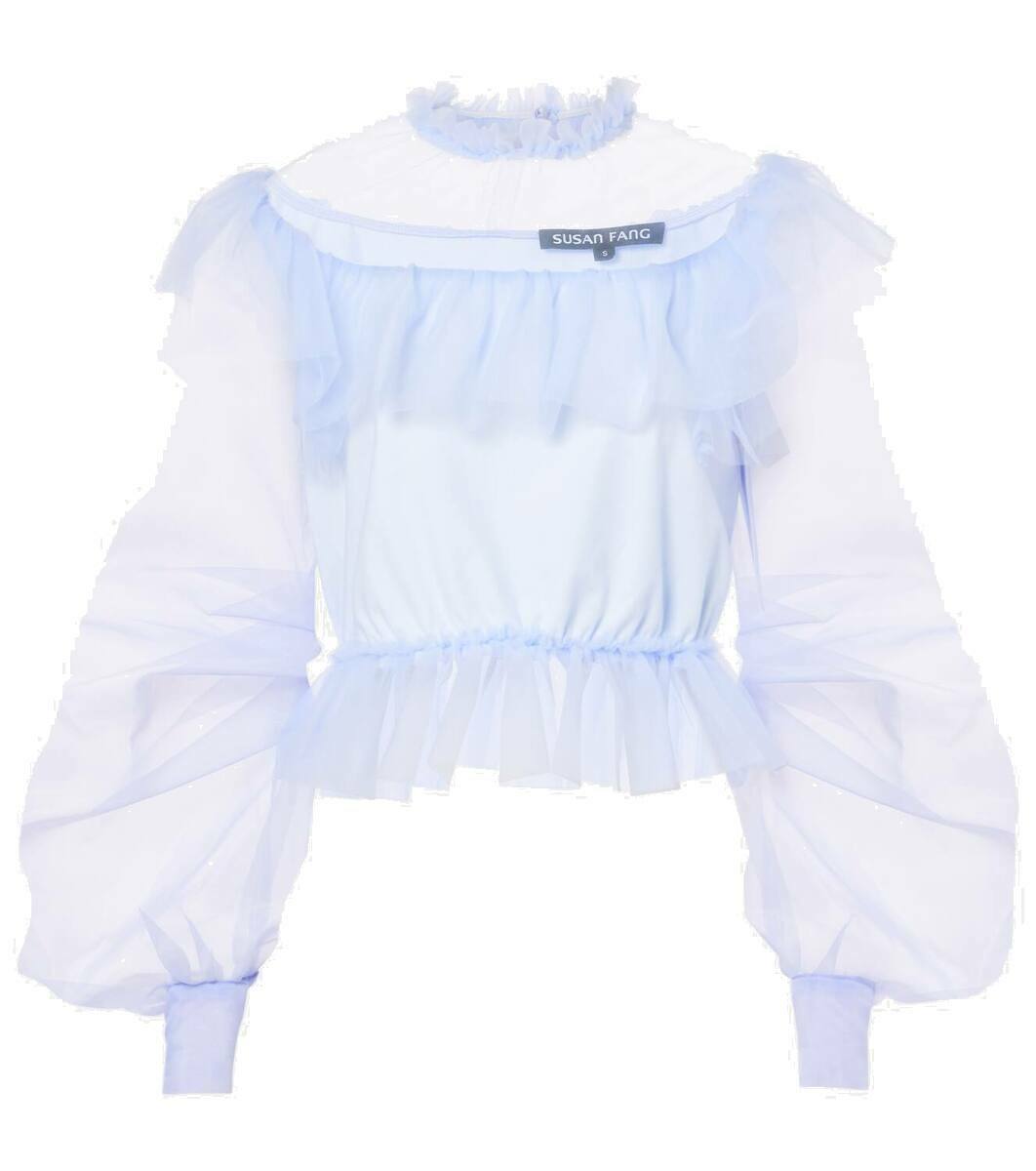 Susan Fang Ruffled puff-sleeve organza top Susan Fang