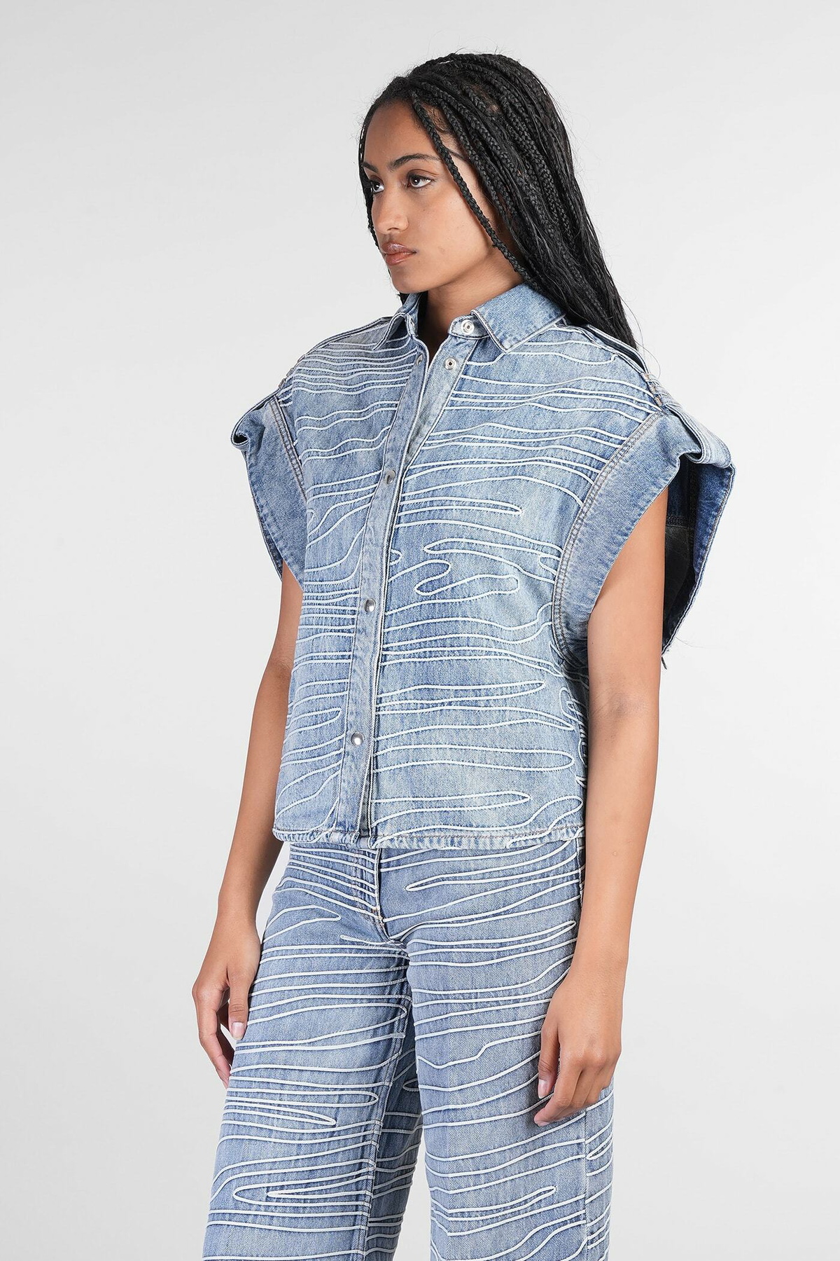 IRO Valentina Vest In Blue Cotton Iro
