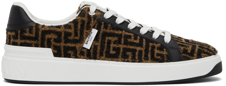 Balmain Brown Jacquard Monogram B-Court Sneakers Balmain