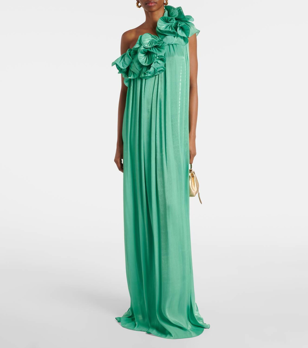 Costarellos Charmain lamé georgette gown Costarellos
