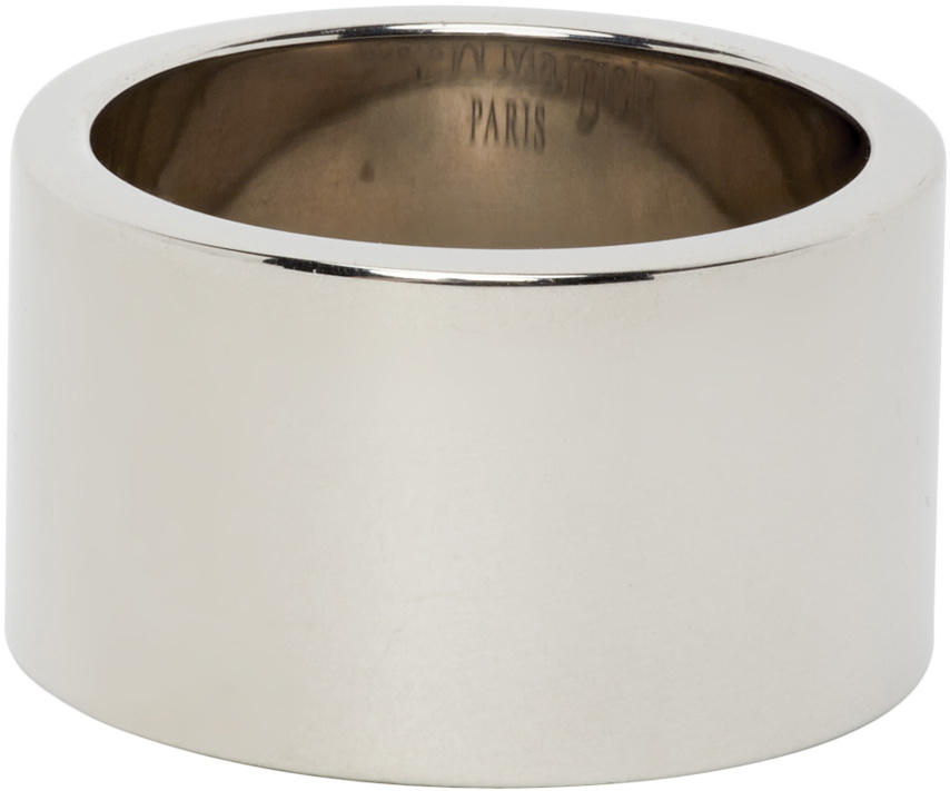 Maison Margiela Silver Wide Logo Ring Maison Margiela