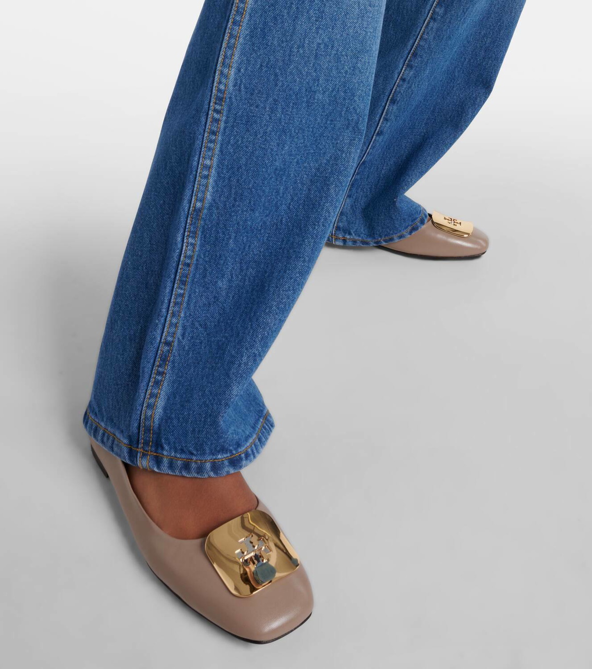 Tory Burch Georgia logo leather ballet flats Tory Burch