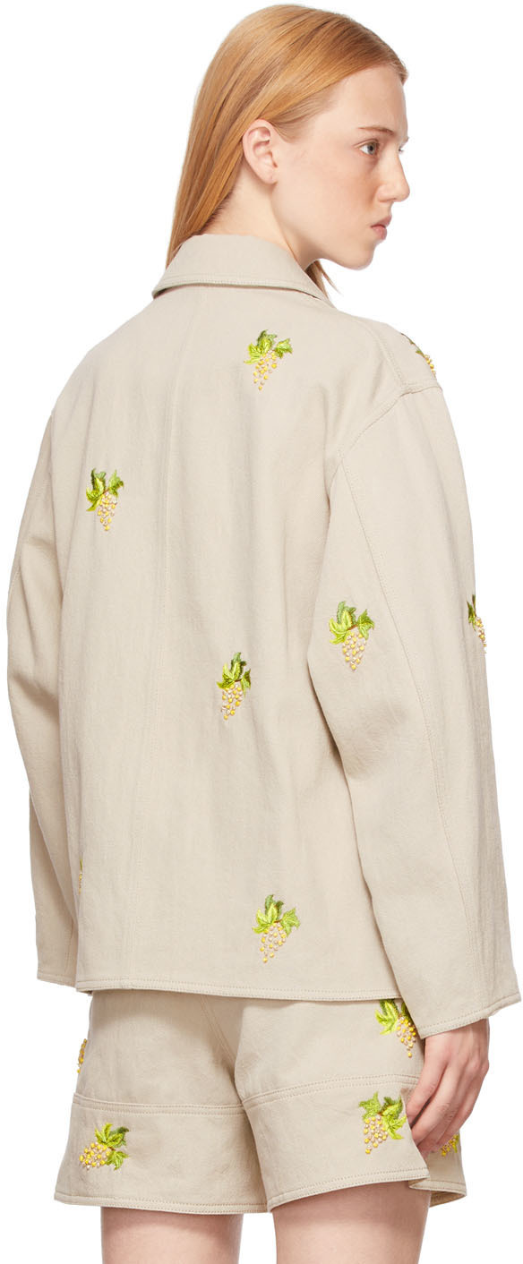 MSGM Beige Embroidered Shirt Jacket MSGM