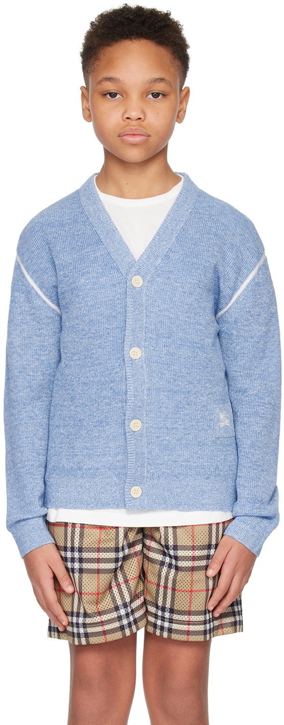 Burberry Kids Blue Embroidered Cardigan Burberry