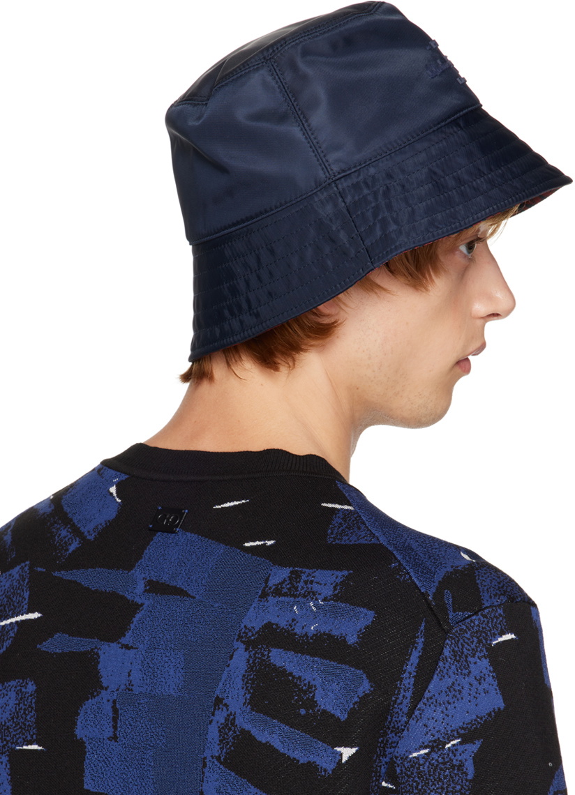 Salvatore Ferragamo Navy Reversible Bucket Hat Salvatore Ferragamo