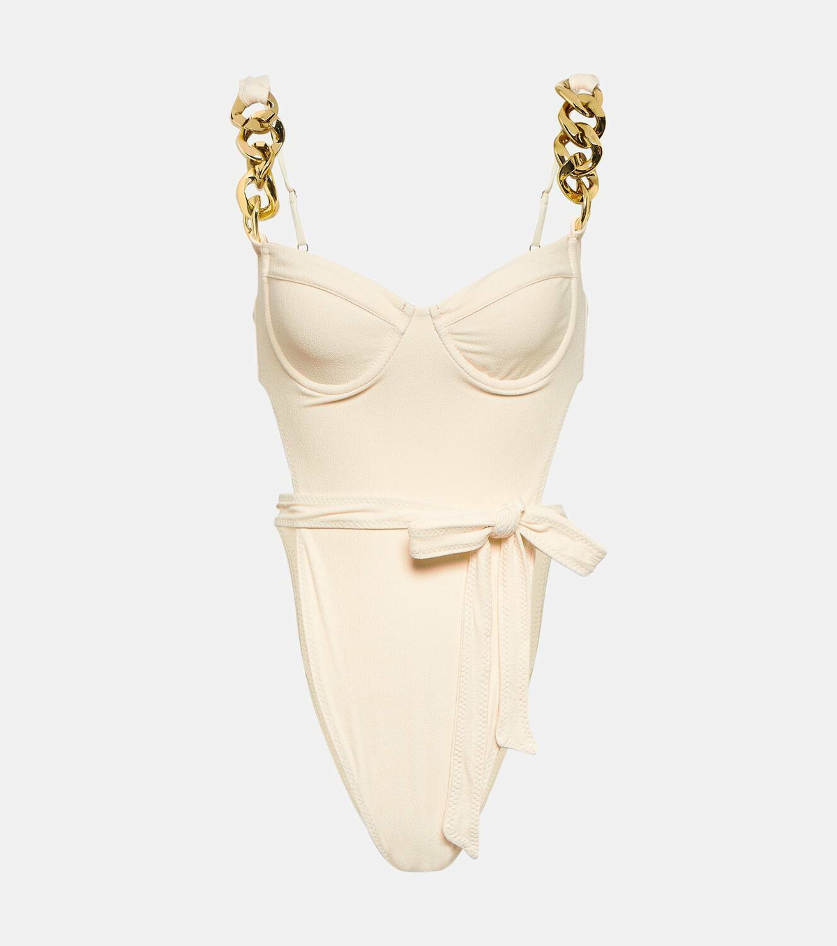 Same Chain-detail faux-suede swimsuit Same